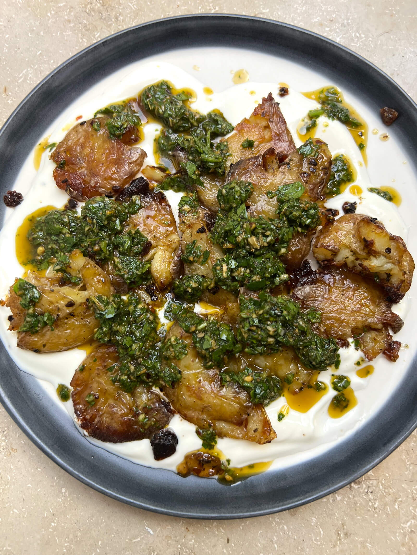 Crispy Smashed Chimichurri Potatoes | A Capsicana Recipe